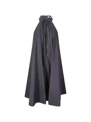 M.S.M. Halterneck Pleated A-line Dress - Grey