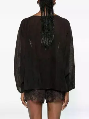 MAURIZIO BRASCHI All-over Lace Long-sleeve Blouse - Brown