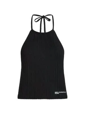 Karl Lagerfeld Halter Neck Top With Tie Fastening - Black