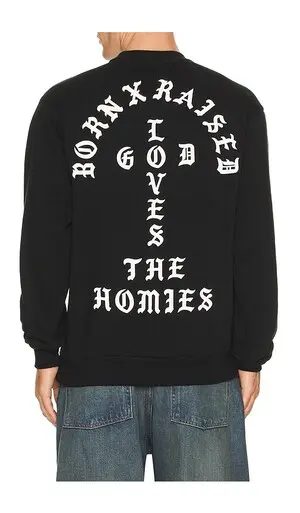 BORN X RAISED Unconditional Love Crew Neck Sweatshirt - Black