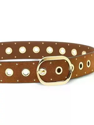 Pinko Studded Leather Belt With Buckle Closure
