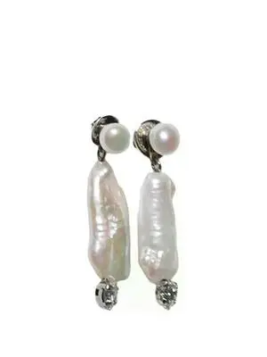 Simone Rocha Pearl Crystal Drop Earrings - Silver