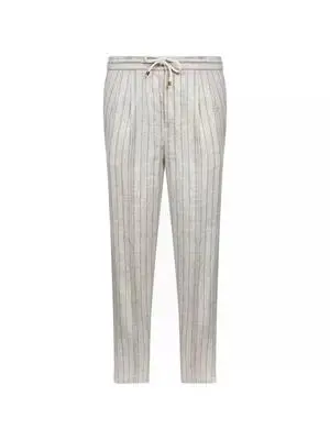 Brunello Cucinelli Linen Drawstring Pleated Trousers - Grey