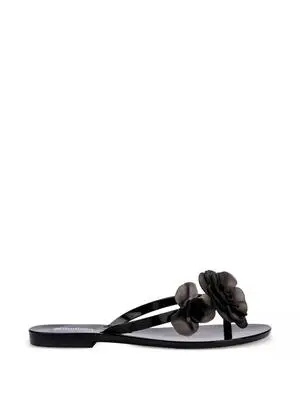 Melissa Harmonic Springtime Flip-flops With Floral Detail - Black