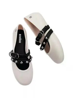 Melissa Studded Buckle Ballet Flats - Neutrals
