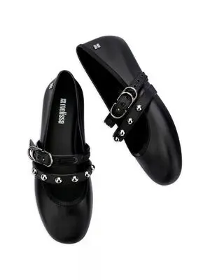 Melissa Studded Buckle Ballet Flats - Black