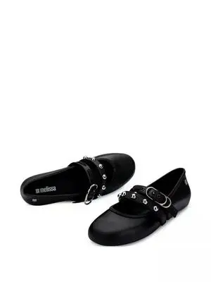 Melissa Studded Buckle Ballet Flats - Black