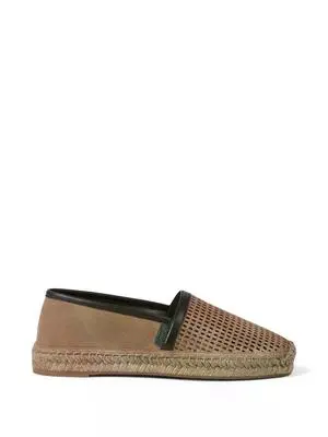Brunello Cucinelli Perforated Suede Espadrilles - Brown