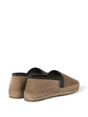 Brunello Cucinelli Perforated Suede Espadrilles - Brown