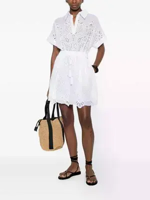 ERMANNO FIRENZE Eyelet Detail Shirt Dress - White