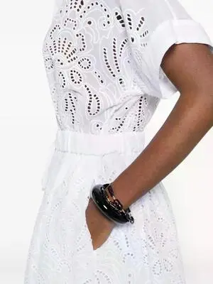 ERMANNO FIRENZE Eyelet Detail Shirt Dress - White