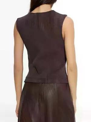 SAMSOE SAMSOE Sapia Ribbed-detail Lambskin Top
