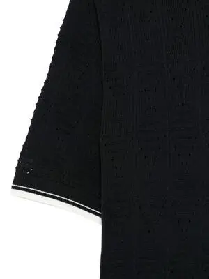 LANEUS Knitted Round-neck T-shirt - Blue
