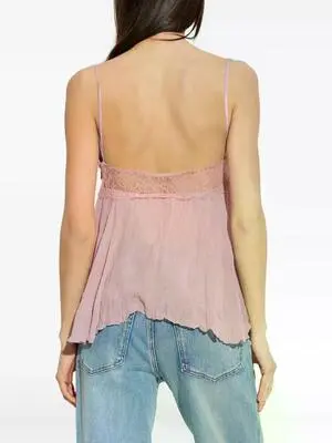Blumarine Georgette Lace-panel V-neck Top