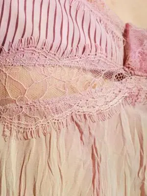 Blumarine Georgette Lace-panel V-neck Top