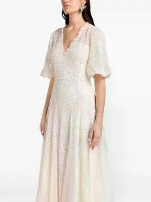 NEEDLE & THREAD Embellished Ruffled Midi Dress