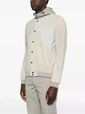 MOORER Hooded Press-stud Bomber Jacket - Grey