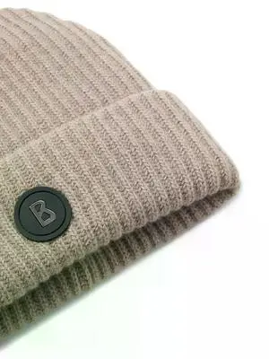 Bogner Gustav Ribbed Logo Patch Beanie Hat