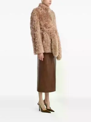 Nour Hammour Elsa Sheepskin Jacket With Tie Detail