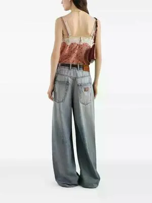 Dolce & Gabbana Floral Print Lace Trimmed Sleeveless Top - Pink