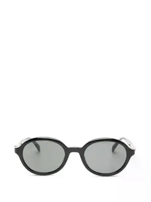 Gucci Oval Sunglasses With Logo Detail - Black