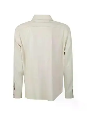 Zegna Buttoned-up Pocket-detail Leather Shirt - Neutrals