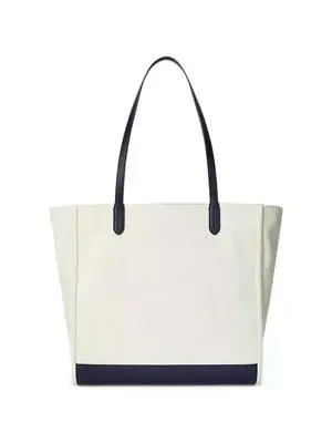 Ralph Lauren Cameryn Large Tote Bag With Logo Plaque - Neutrals