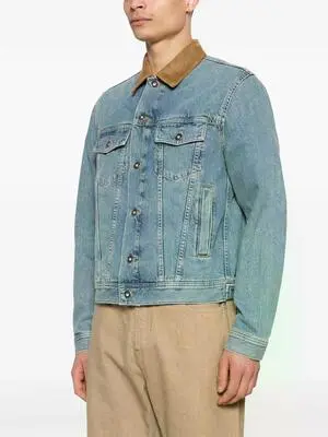 JACOB COHЁN Denim Jacket With Leather Collar