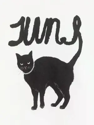 JUUN.J Crewneck Cat Print Cotton Sweatshirt