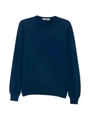 FILERIA Long Sleeve Ribbed Trim Sweater - Blue