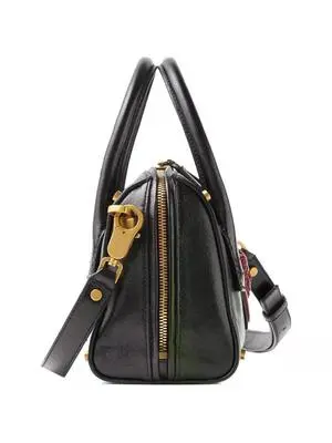 Versace Roomy Small Leather Boston Bag With Medusa Cameo - Black