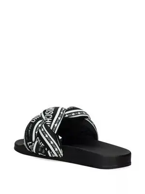 Moschino Braided Logo-print Flat Sandals - Black