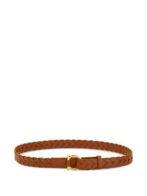 FERRAGAMO Gancini Woven Belt - Brown