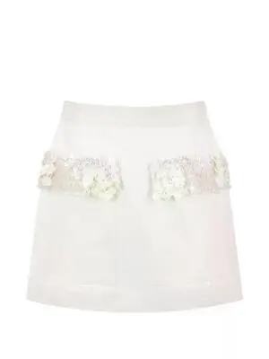 Plan C Embellished Pocket Mini Skirt - White