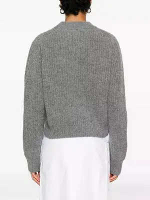 Cecilie Bahnsen Flower Appliqué Ribbed Knit Sweater