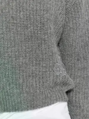 Cecilie Bahnsen Flower Appliqué Ribbed Knit Sweater