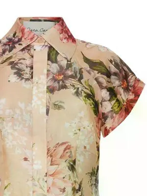 Cara Cara Puffed-sleeve Floral-print Top