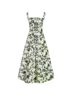 Proenza Schouler White Label Floral Print Square Neck Dress - Blue