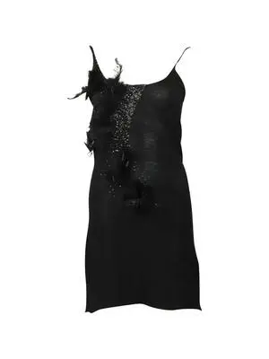 JOSEPH Sequin And Feather-detail Mini Dress - Black