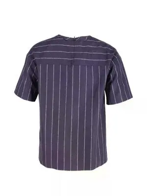 JOSEPH Striped Short-sleeved Wool Top