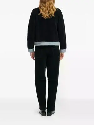BARRIE Suede-effect Denim Jacket With Cashmere Detailing