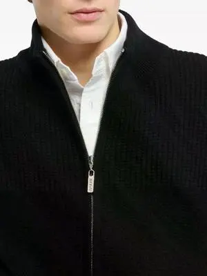 BARRIE Chunky Waffle-effect Zip Cardigan