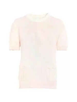 BARRIE Ribbed Detailing Cashmere Top - Pink