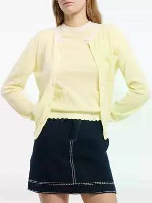 BARRIE Ribbed Detail Cashmere Cardigan - Yellow