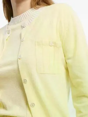 BARRIE Ribbed Detail Cashmere Cardigan - Yellow