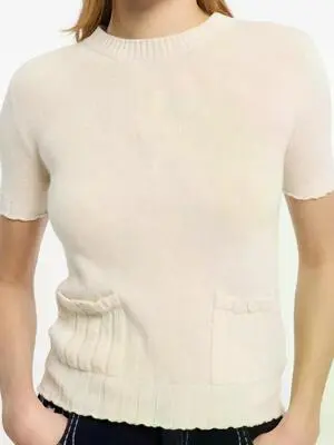 BARRIE Ribbed Detailing Cashmere Top - Neutrals
