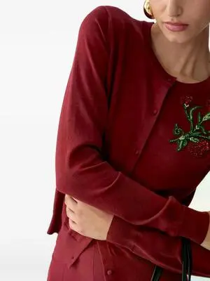 Carolina Herrera Crystal-embroidered Rose Cardigan