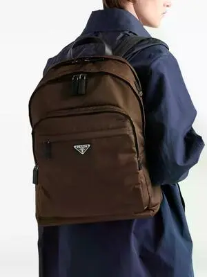 Prada Re-nylon And Saffiano Leather Backpack - Brown