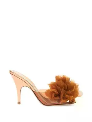 GIANVITO ROSSI Floral Embellished Open Toe Sandals - Neutrals