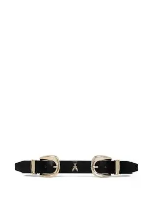 Patrizia Pepe Double Buckle Leather Belt - Black